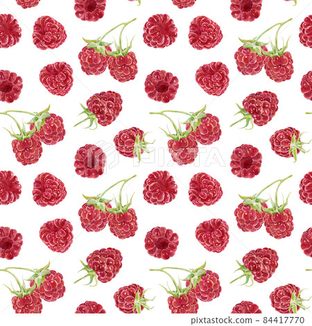 Seamless pattern with watercolor raspberries... - Stock Illustration ...