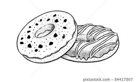 Vintage style vector illustration of Donuts - Stock Illustration ...