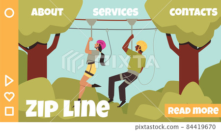 Zip Line Silhouette Vector