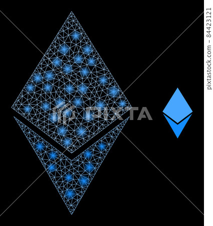 Vector Mesh Net Ethereum Crystal with Glare... - Stock Illustration ...