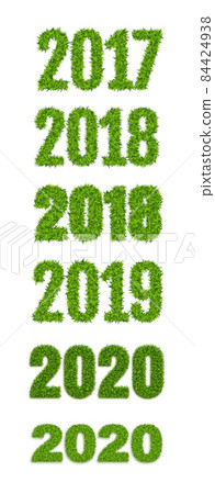 Green Grass Numbers 2020 Isolated on White... - Stock Illustration ...