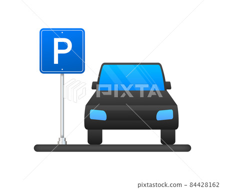 Template with blue parking. Logo, icon, label.... - Stock Illustration ...