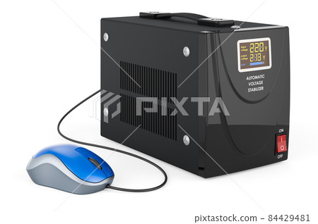 Voltage stabilizer with computer mouse. 3D... - Stock Illustration ...