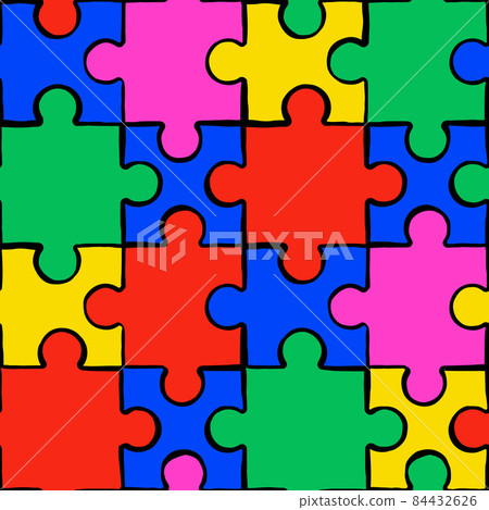 Colorful puzzle seamless pattern background - Stock Illustration ...