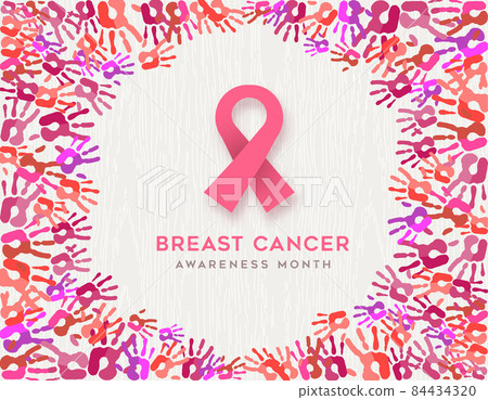 Breast cancer awareness woman hand together card - Stock Illustration ...