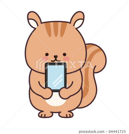 Illustration of a cute squirrel with a smartphone - Stock Illustration ...