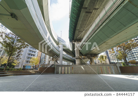 The power of the Hanshin Expressway that passes... - Stock Photo ...