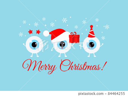 Christmas cute eye ball with xmas accessories... - Stock Illustration ...
