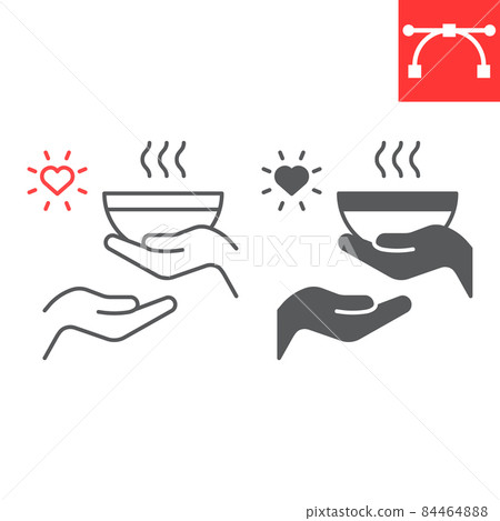 Food sharing line and glyph icon, care and... - Stock Illustration ...