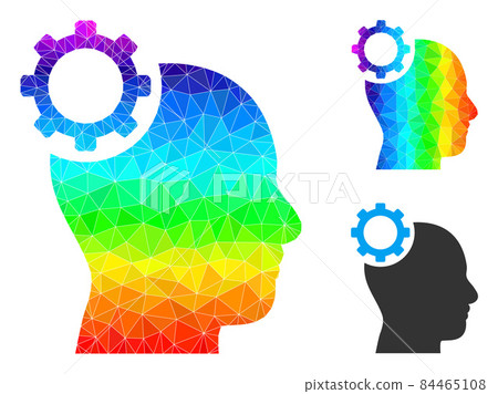 Vector Polygonal Intellect Gear Icon with... - Stock Illustration ...
