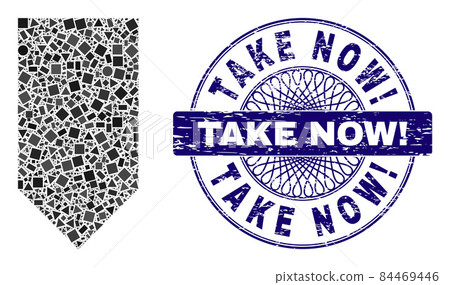 Rubber Take Now! Stamp and Geometric Direction... - Stock Illustration ...