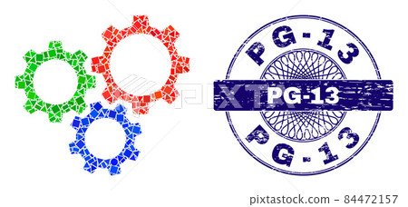 Textured Pg-13 Stamp and Geometric Gear Box Mosaic - Stock Illustration ...