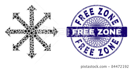 Grunge Free Zone Stamp Seal and Geometric... - Stock Illustration ...
