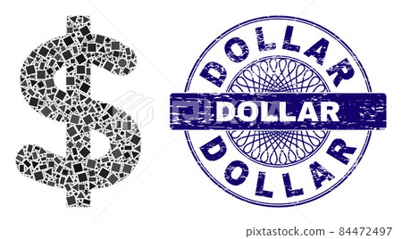 Scratched Dollar Badge and Geometric Dollar Mosaic - Stock Illustration ...