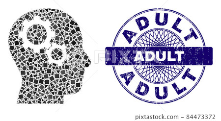 Textured Adult Seal and Geometric Brain Gears... - Stock Illustration ...