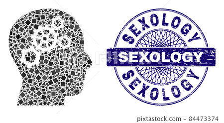 Grunge Sexology Stamp Seal and Geometric Brain... - Stock Illustration ...
