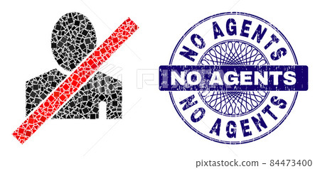 Textured No Agents Stamp and Geometric... - Stock Illustration ...