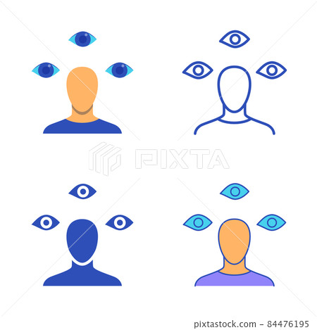 Paranoia disorder icon set in flat and line style - Stock Illustration ...