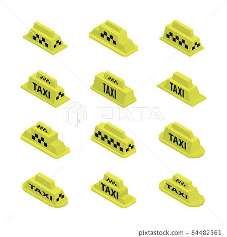 Taxi checkers set, flat 3D vector illustration. - Stock Illustration ...