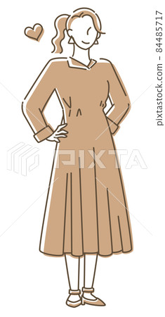 Simple and girly female illustration (happy) - Stock Illustration ...