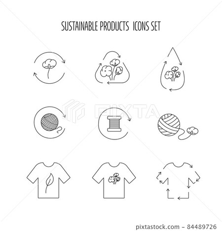 Sustainable product, fabric icon set for eco... - Stock Illustration ...