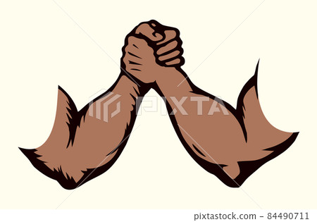 Hand wrestling contest. Vector drawing - Stock Illustration [84490711 ...