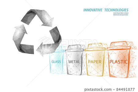 Low poly waste separation 3D concept. Garbage...-插圖素材 [84491877] - PIXTA圖庫