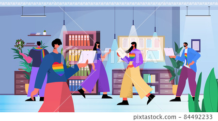 businesspeople working together in office lgbt... - Stock Illustration ...