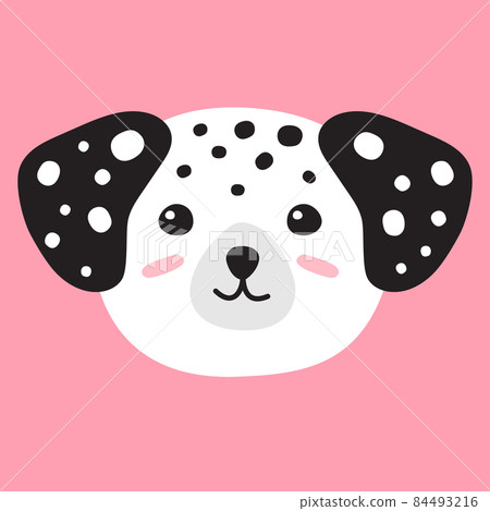 Vector flat hand drawn Dalmatian dog face head - Stock Illustration ...