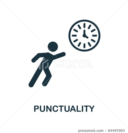 Punctuality icon. Monochrome sign from work... - Stock Illustration ...