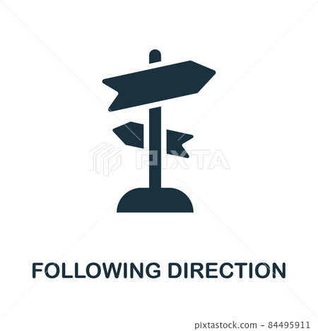 Following Direction icon. Monochrome sign from... - Stock Illustration ...