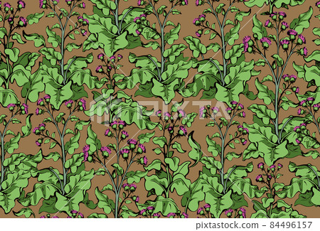Big blooming burdock. Vector drawing pattern - Stock Illustration ...