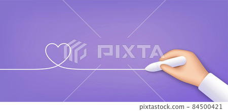 Realistic hand writing love icon. Continuous... - Stock Illustration ...