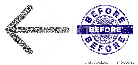 Scratched Before Stamp Seal and Geometric Arrow...-插圖素材 [84500582 ...