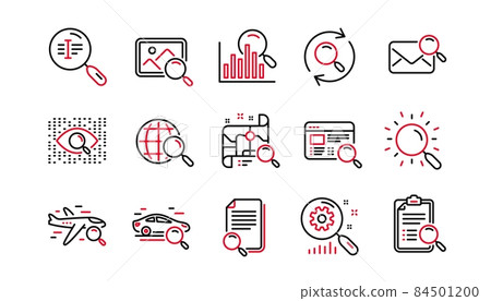 Search line icons. Indexation, Artificial... - Stock Illustration ...