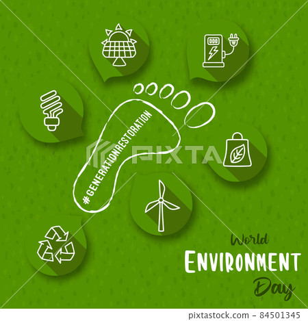 Environment Day generation restoration icon card - Stock Illustration ...