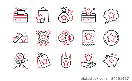 Loyalty program line icons. Bonus card, Redeem... - Stock Illustration ...