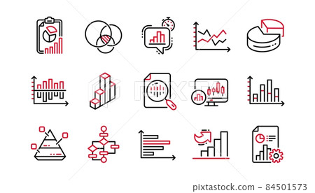 Charts and graphs line icons. Infochart, Block... - Stock Illustration [84501573] - PIXTA