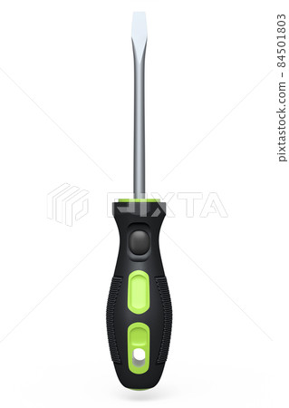 Black and green screwdriver isolated on white... - Stock Illustration ...