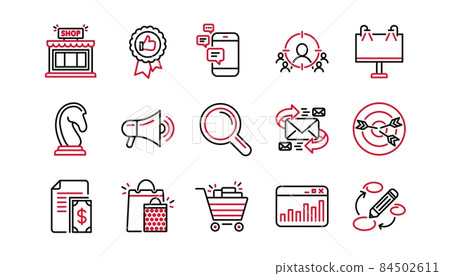 Marketing, research line icons. Strategy,... - Stock Illustration ...