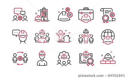 Engineering line icons set. Technical... - Stock Illustration [84502841 ...