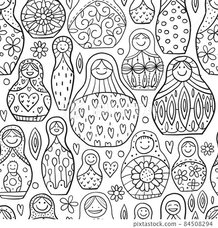 Seamless pattern with russian nesting dolls,... - Stock Illustration ...