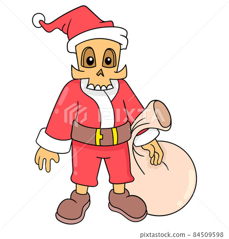 undead skull celebrating christmas sharing... - Stock Illustration ...