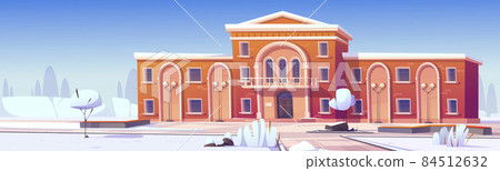 University or public library building at winter - Stock Illustration ...