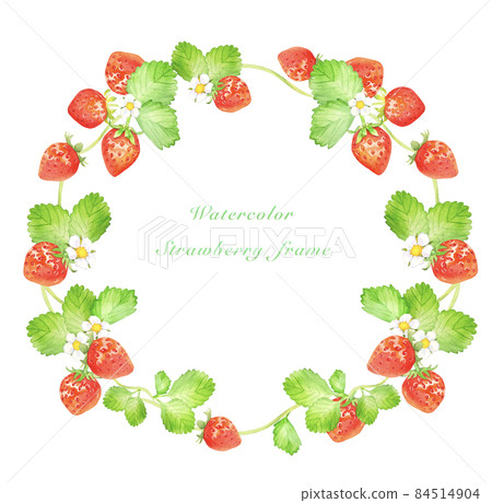 Watercolor strawberry spring frame - Stock Illustration [84514904] - PIXTA