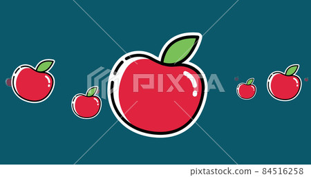 Image of red apples moving on mid blue background - Stock Illustration ...