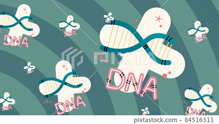 Digital image of multiple dna text and... - Stock Illustration ...