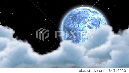 Digital composite of moon in clouds and star... - Stock Illustration ...