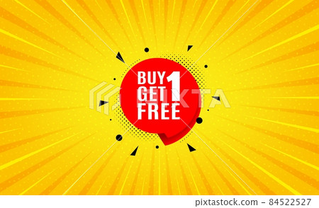 Buy 1 Get 1 Free sticker. Yellow background...-插圖素材 [84522527] - PIXTA圖庫