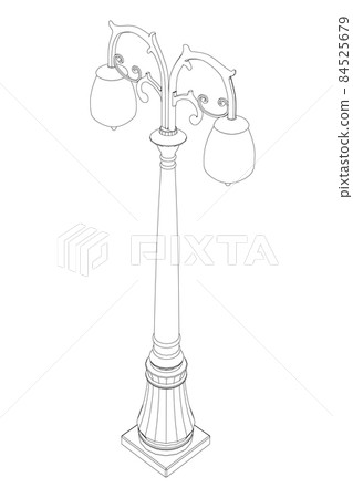 Outline of a street decorative lamp from black... - Stock Illustration ...